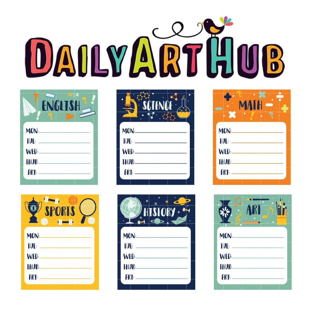 School Subject Planners Clip Art Set – Daily Art Hub // Graphics ...