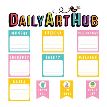 Weekly Planner Clip Art Set – Daily Art Hub – Free Clip Art Everyday