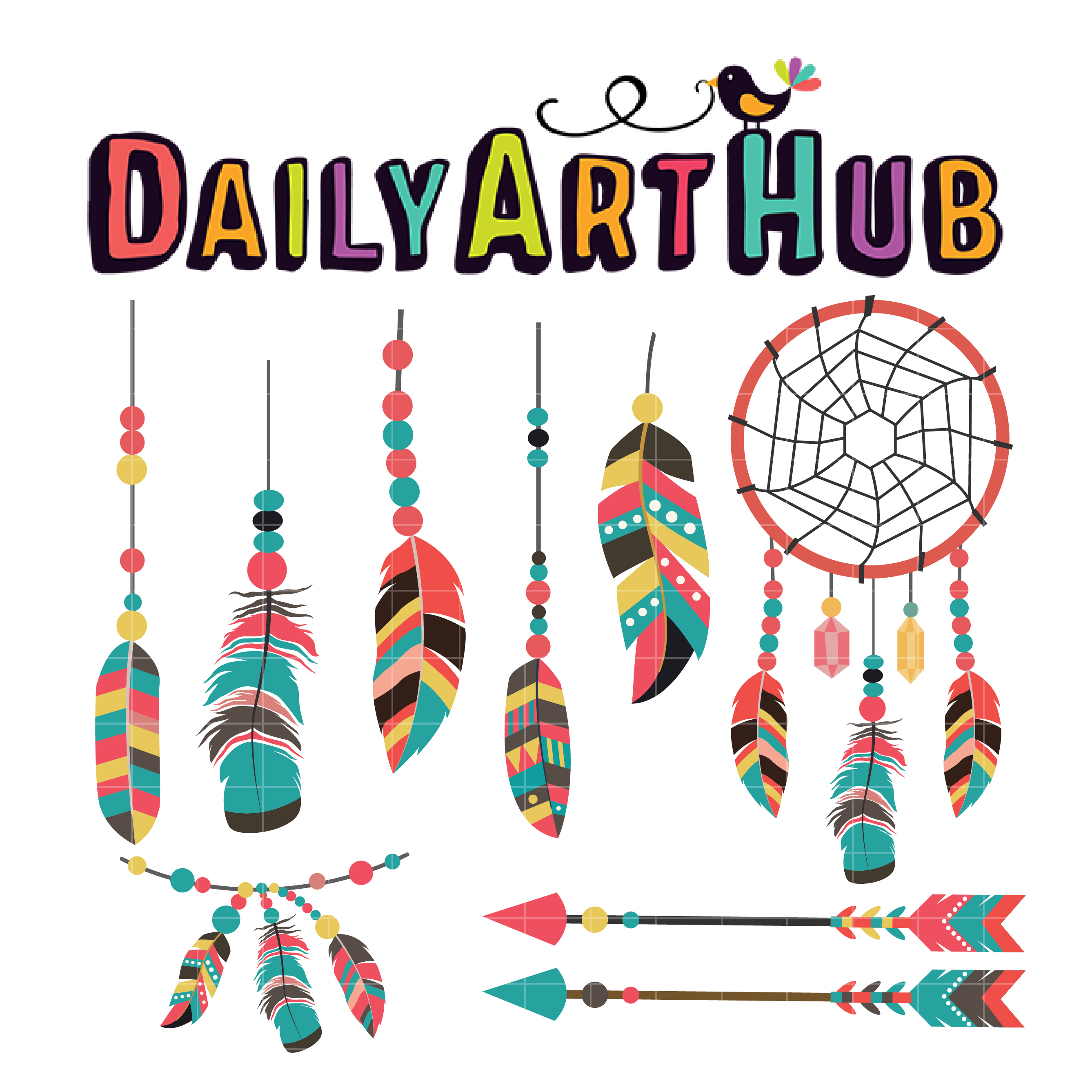 Bohemian Feathers and Arrows Clip Art Set – Daily Art Hub – Free Clip ...
