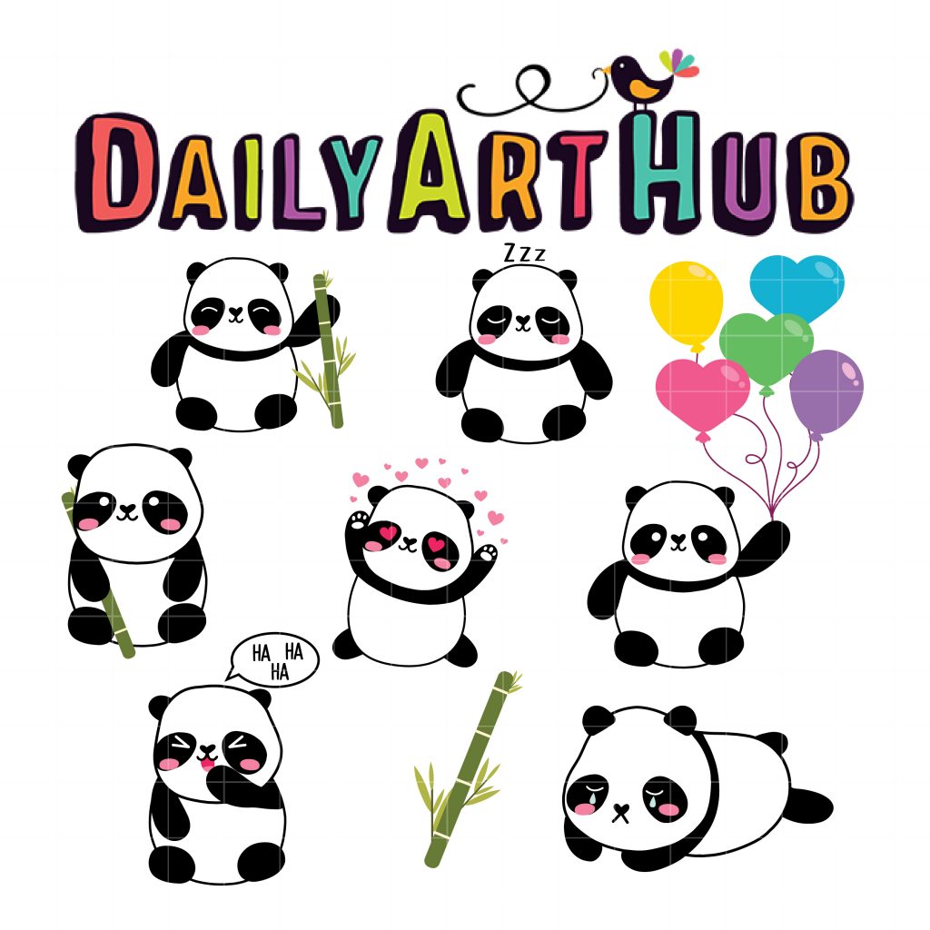 Cute Panda Characters Clip Art Set – Daily Art Hub // Graphics ...