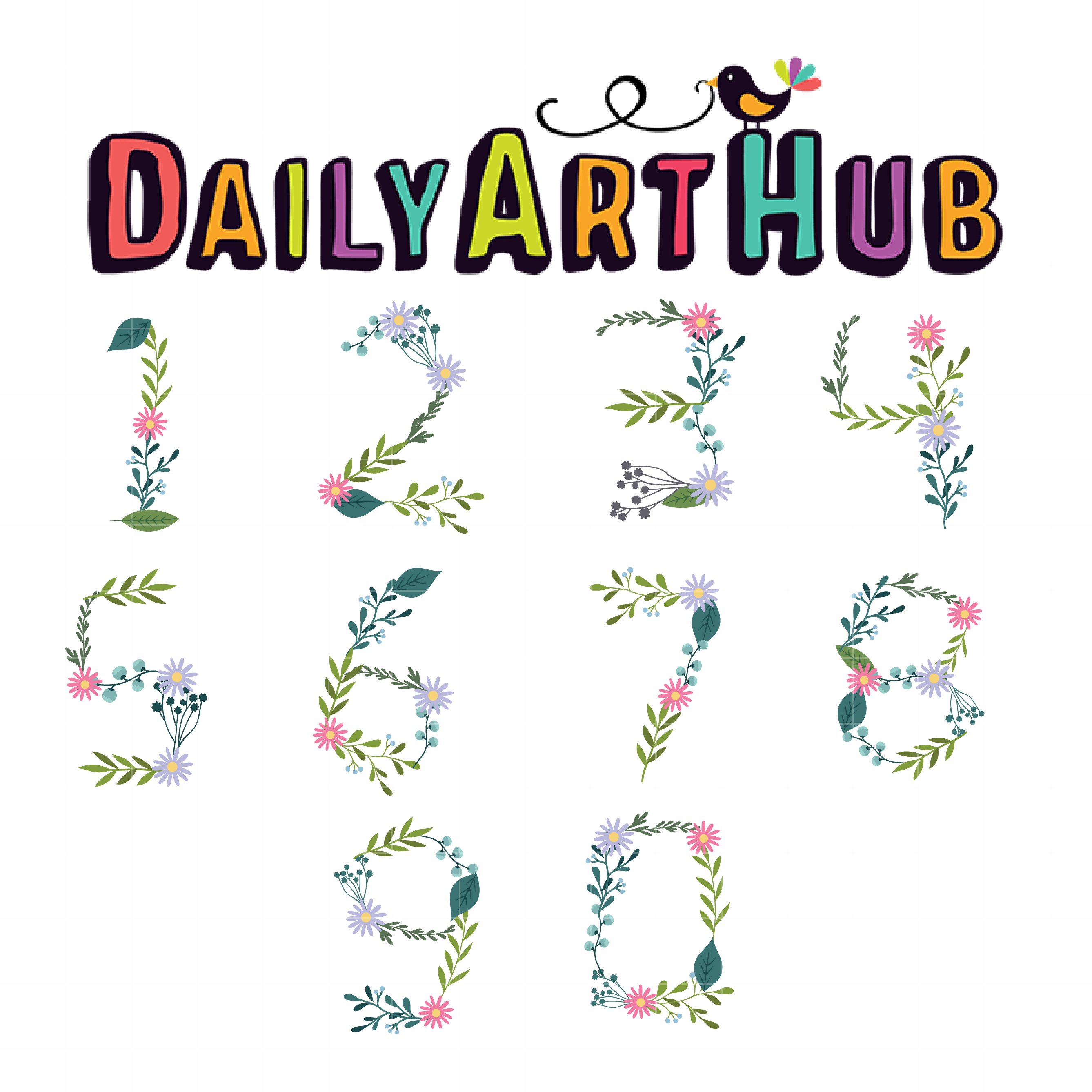Floral Numbers Clip Art Set – Daily Art Hub – Free Clip Art Everyday