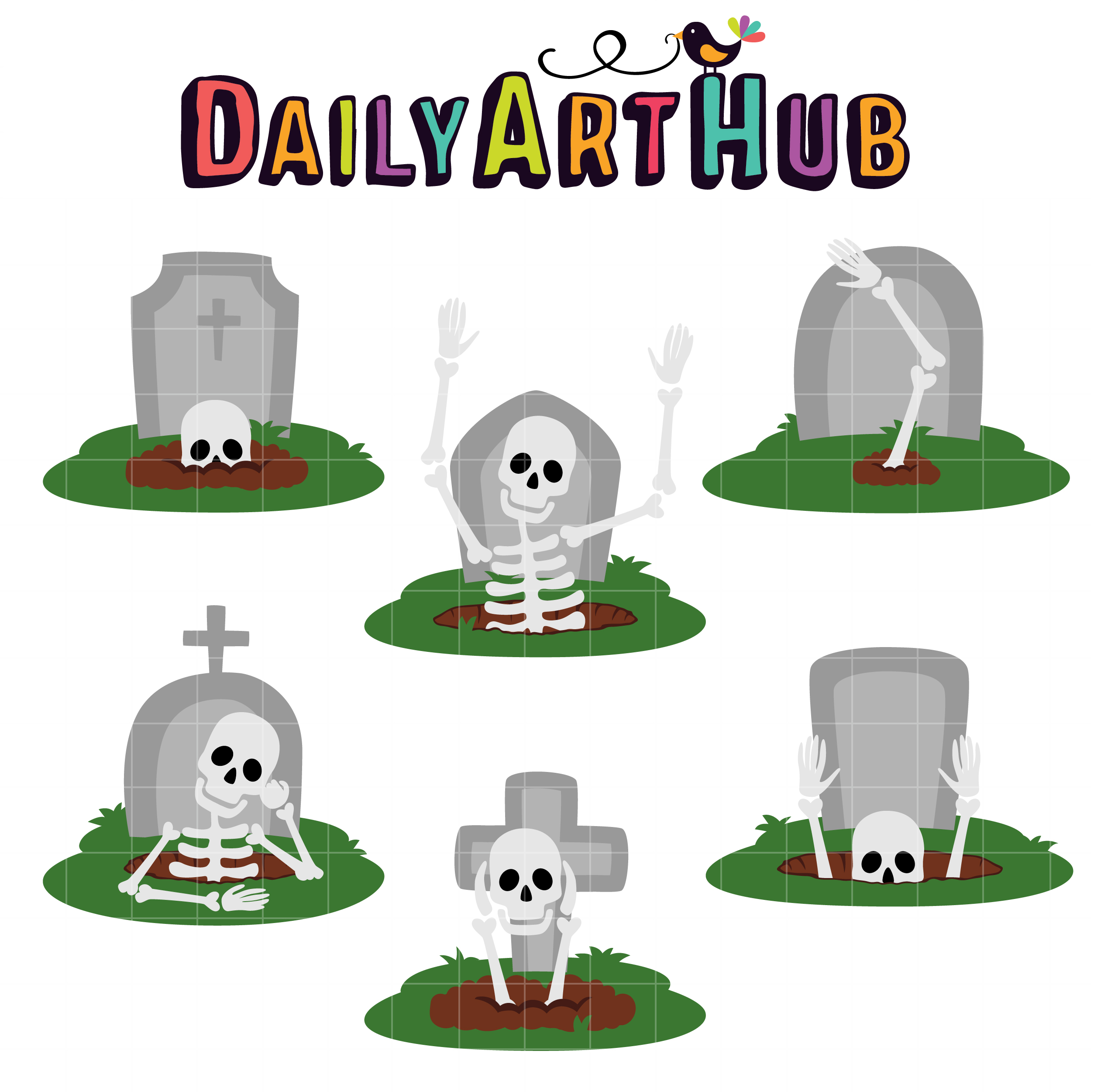 Graveyard Skeletons Clip Art Set – Daily Art Hub – Free Clip Art Everyday