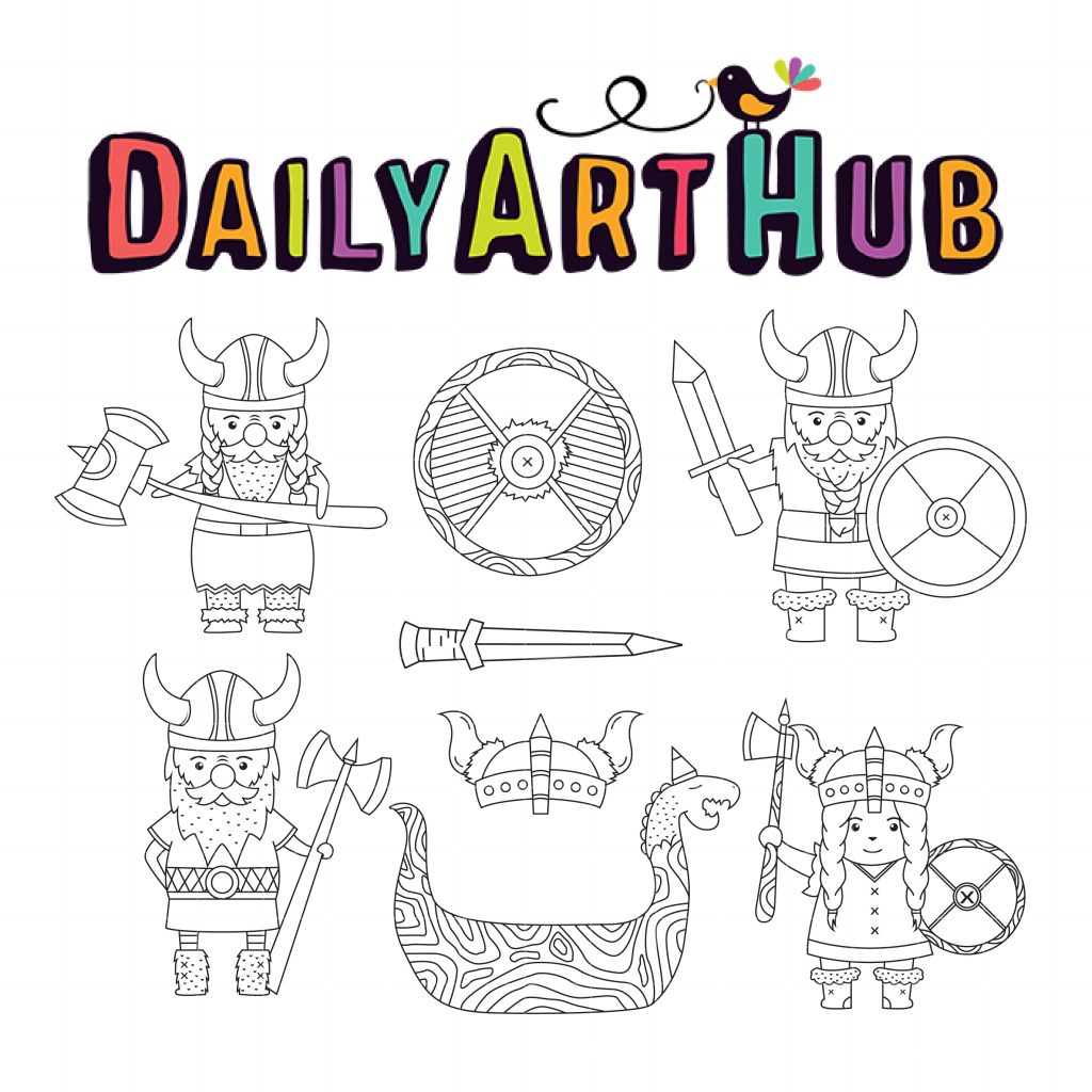 Outline Vikings Clip Art Set – Daily Art Hub // Graphics, Alphabets & SVG