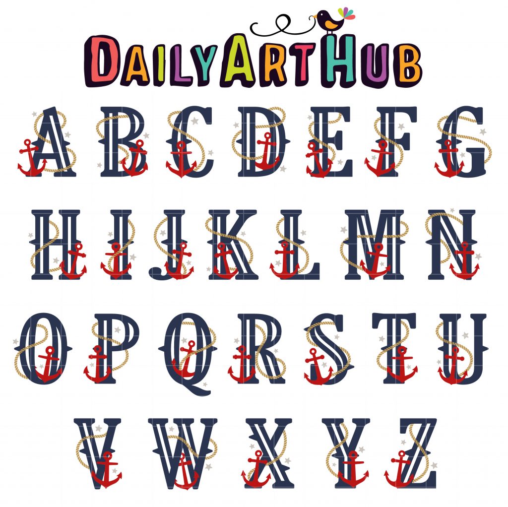 Nautical Life Letters Clip Art Set – Daily Art Hub // Graphics ...