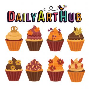 Autumn Cupcake Clip Art Set – Daily Art Hub // Graphics, Alphabets & SVG