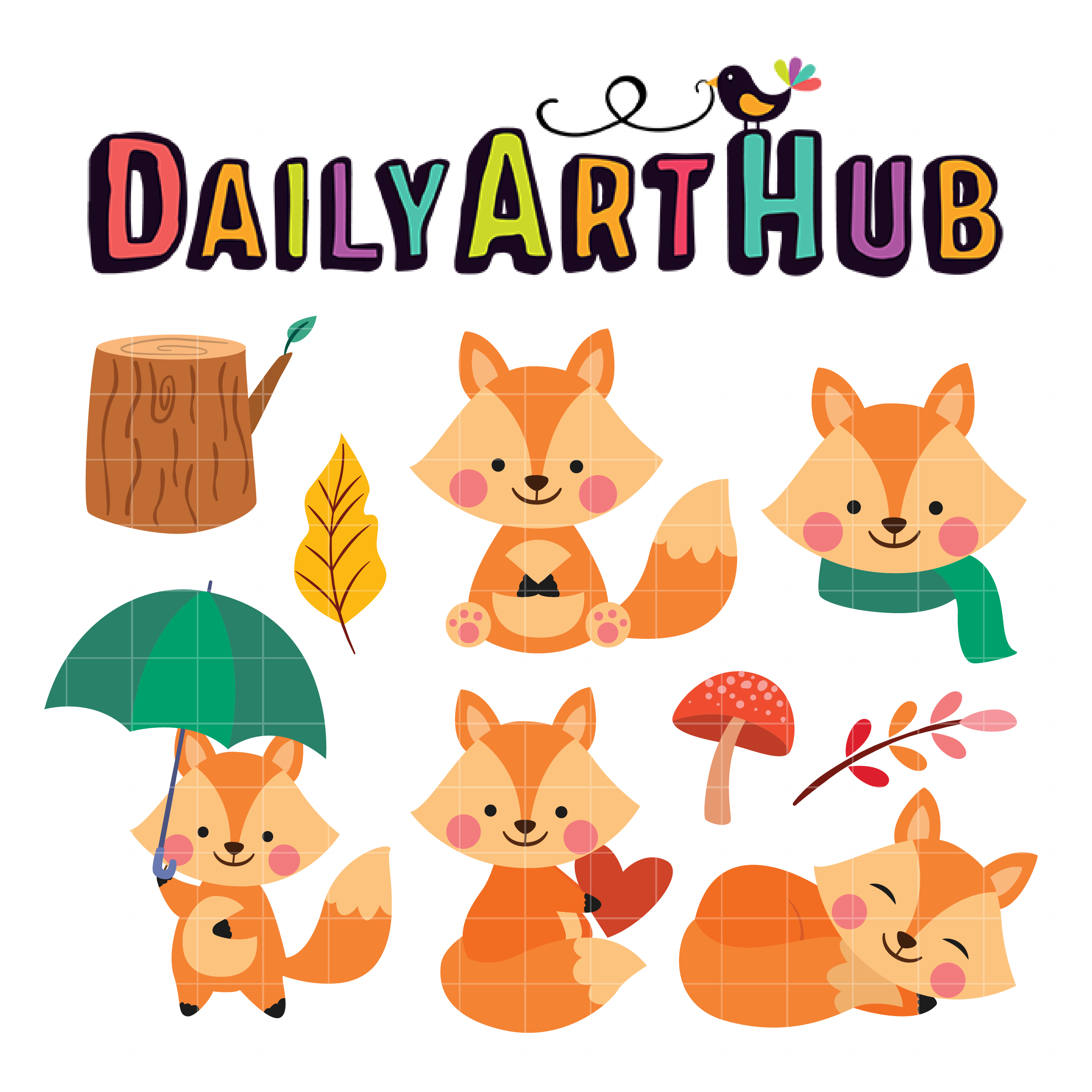 Cute Autumn Fox Clip Art Set – Daily Art Hub – Free Clip Art Everyday