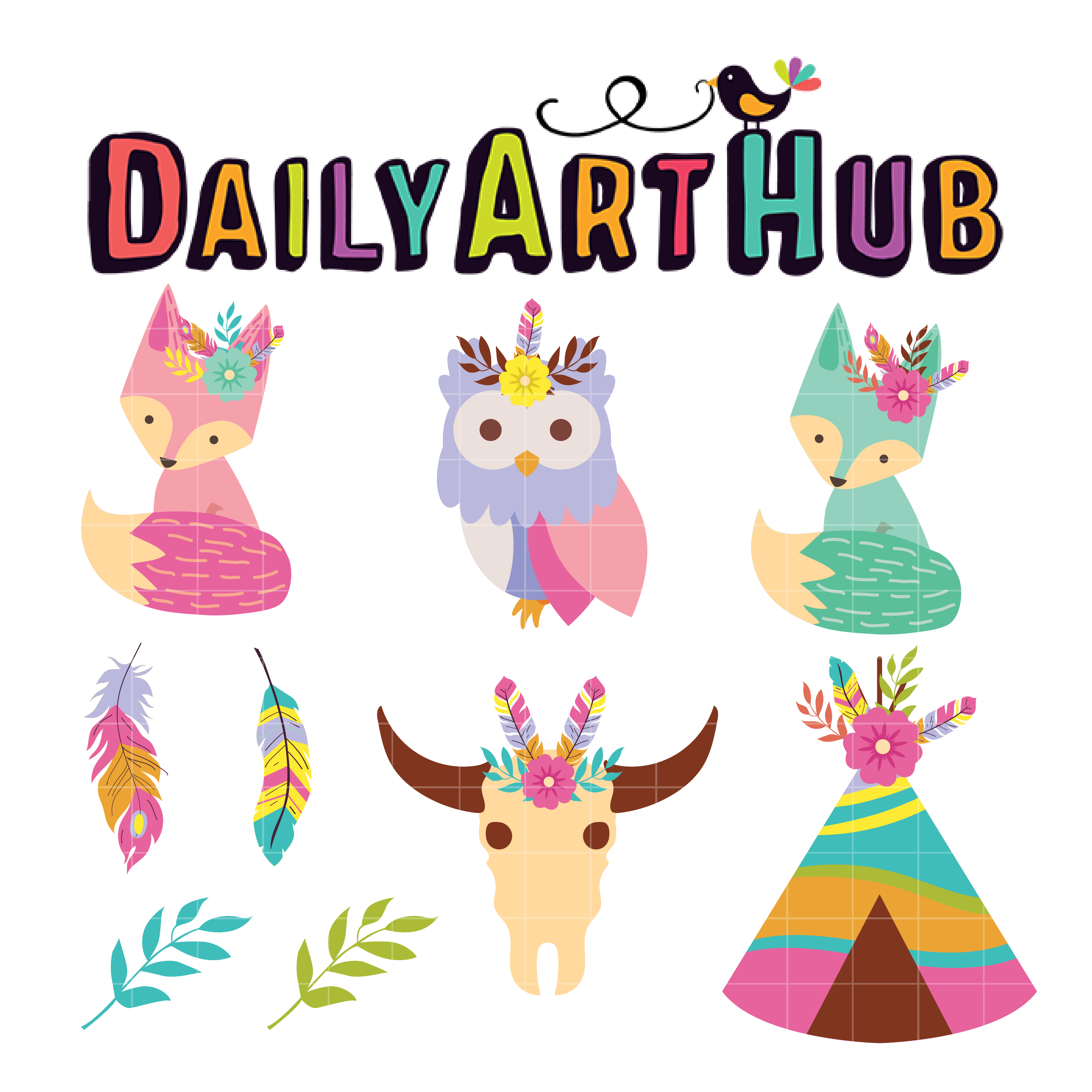 Delicate Boho Animals Clip Art Set – Daily Art Hub – Free Clip Art Everyday