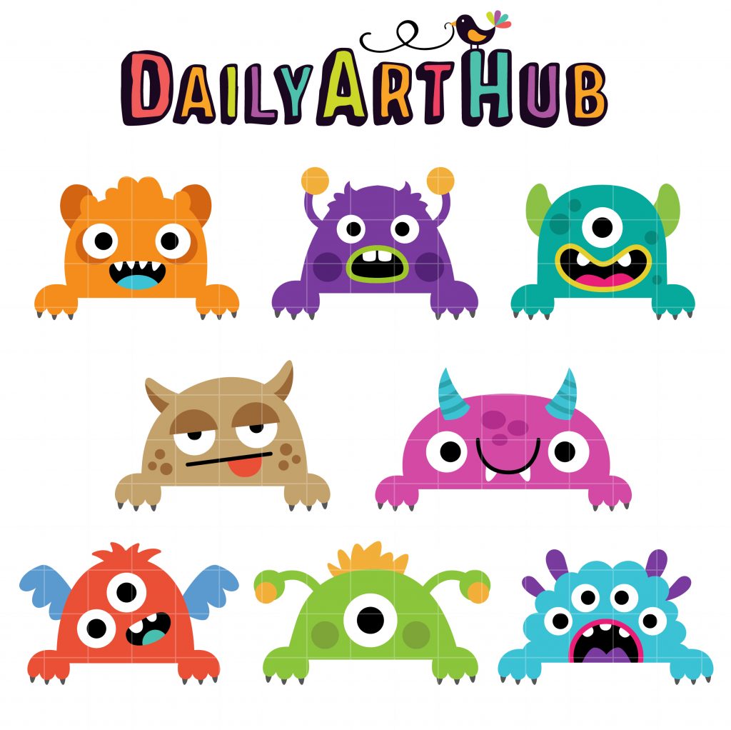 Peekaboo Monsters Clip Art Set – Daily Art Hub // Graphics, Alphabets & SVG