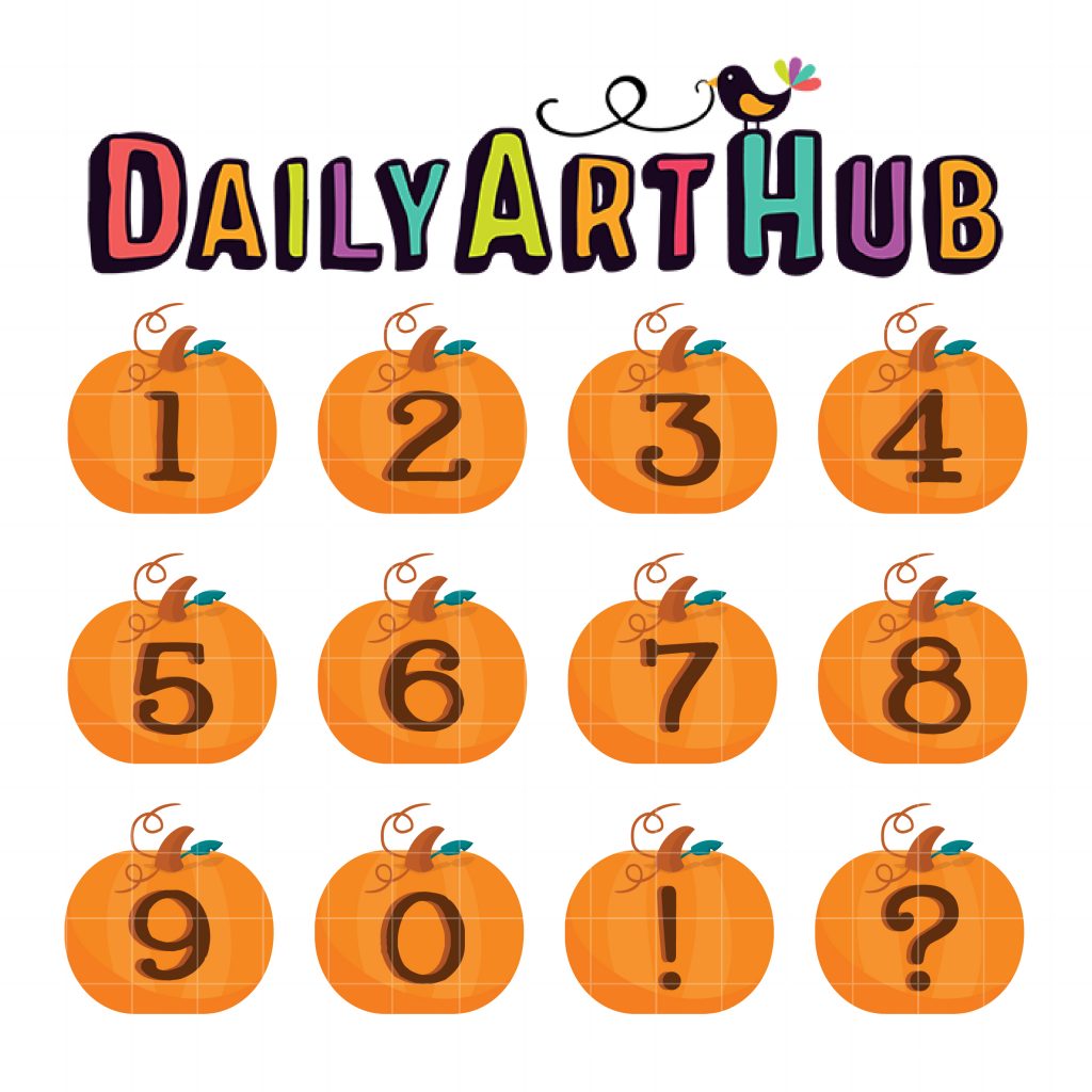 Pumpkin Numbers Clip Art Set – Daily Art Hub // Graphics, Alphabets & SVG