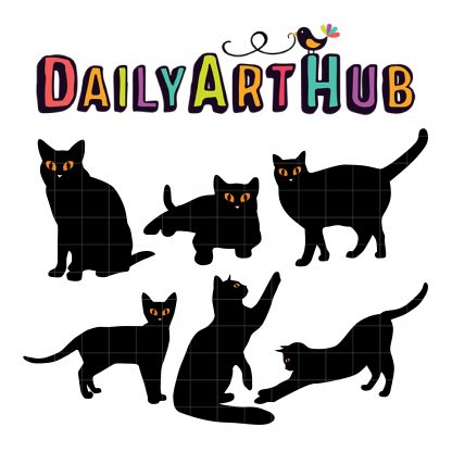 Spooky Black Cat Clip Art Set – Daily Art Hub – Free Clip Art Everyday
