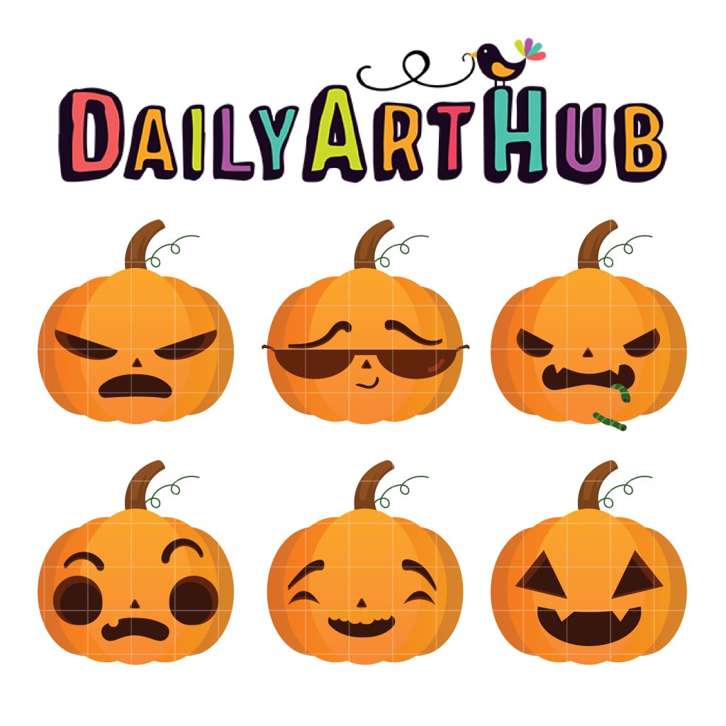 Spooky Pumpkin Faces Clip Art Set – Daily Art Hub // Graphics ...