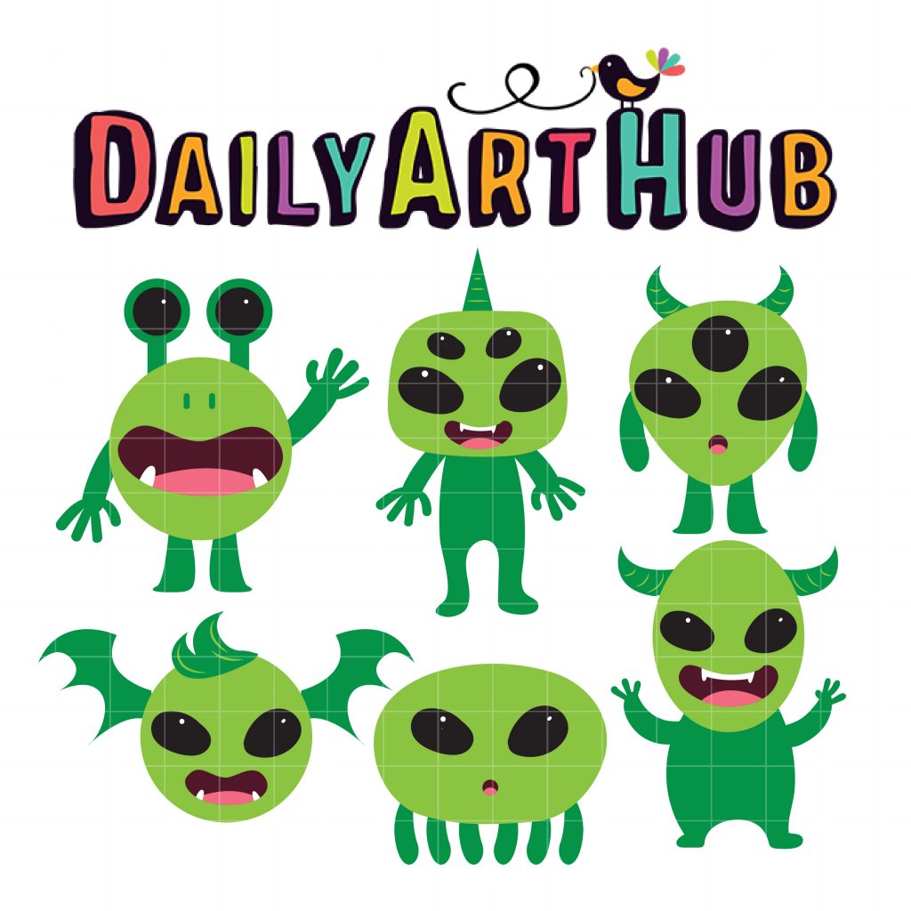 Cute Alien Characters Clip Art Set – Daily Art Hub // Graphics ...