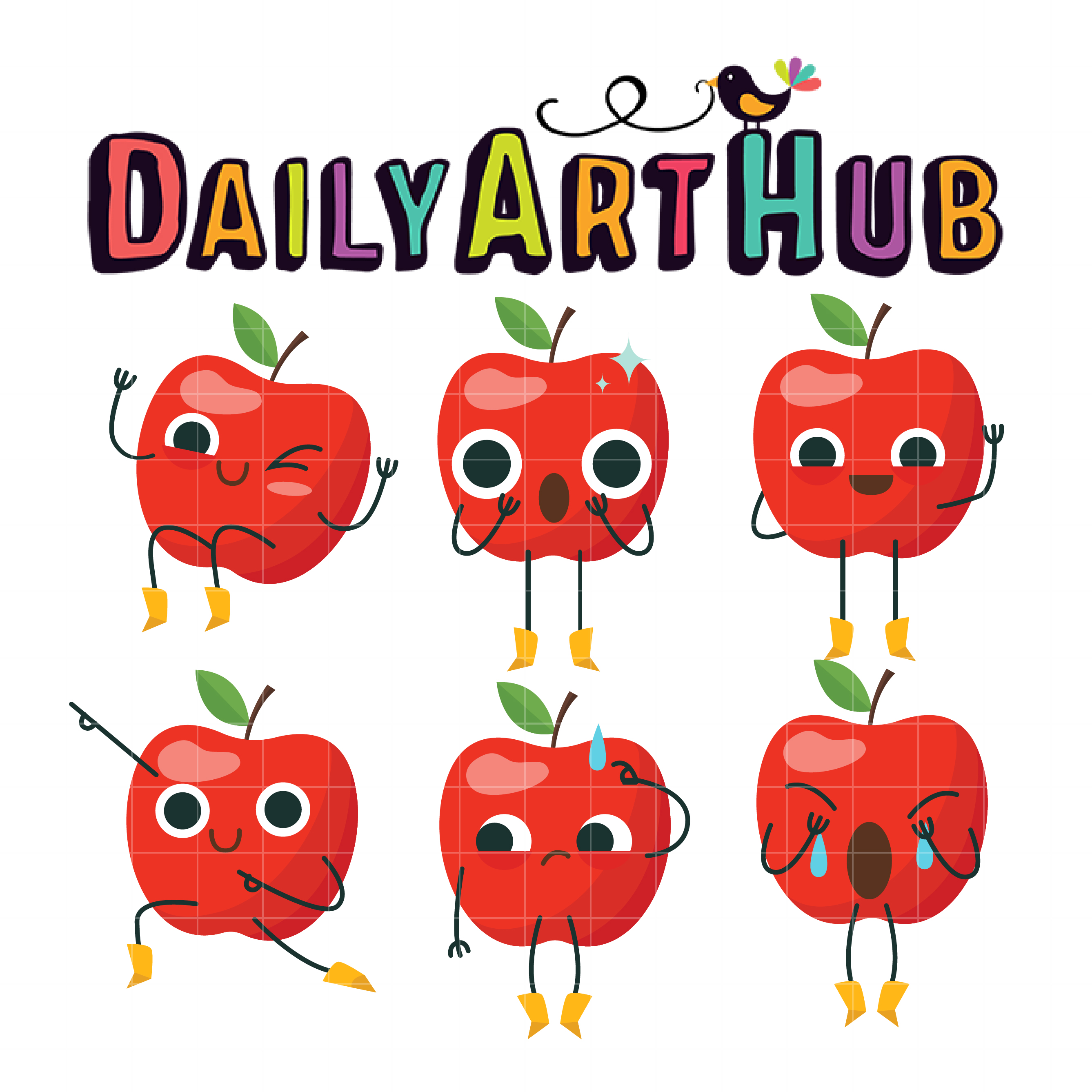 Cute Apple Characters Clip Art Set – Daily Art Hub – Free Clip Art Everyday