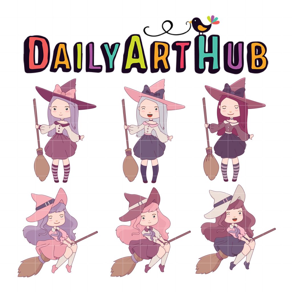 Cute Witches Characters Clip Art Set – Daily Art Hub // Graphics ...