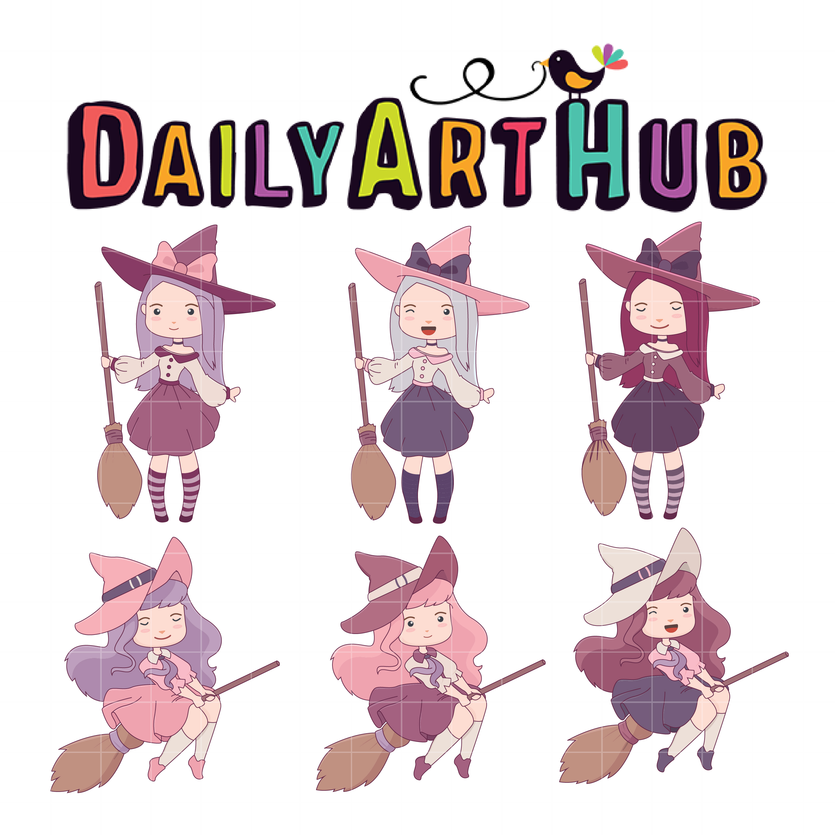 Cute Witches Characters Clip Art Set – Daily Art Hub – Free Clip Art ...