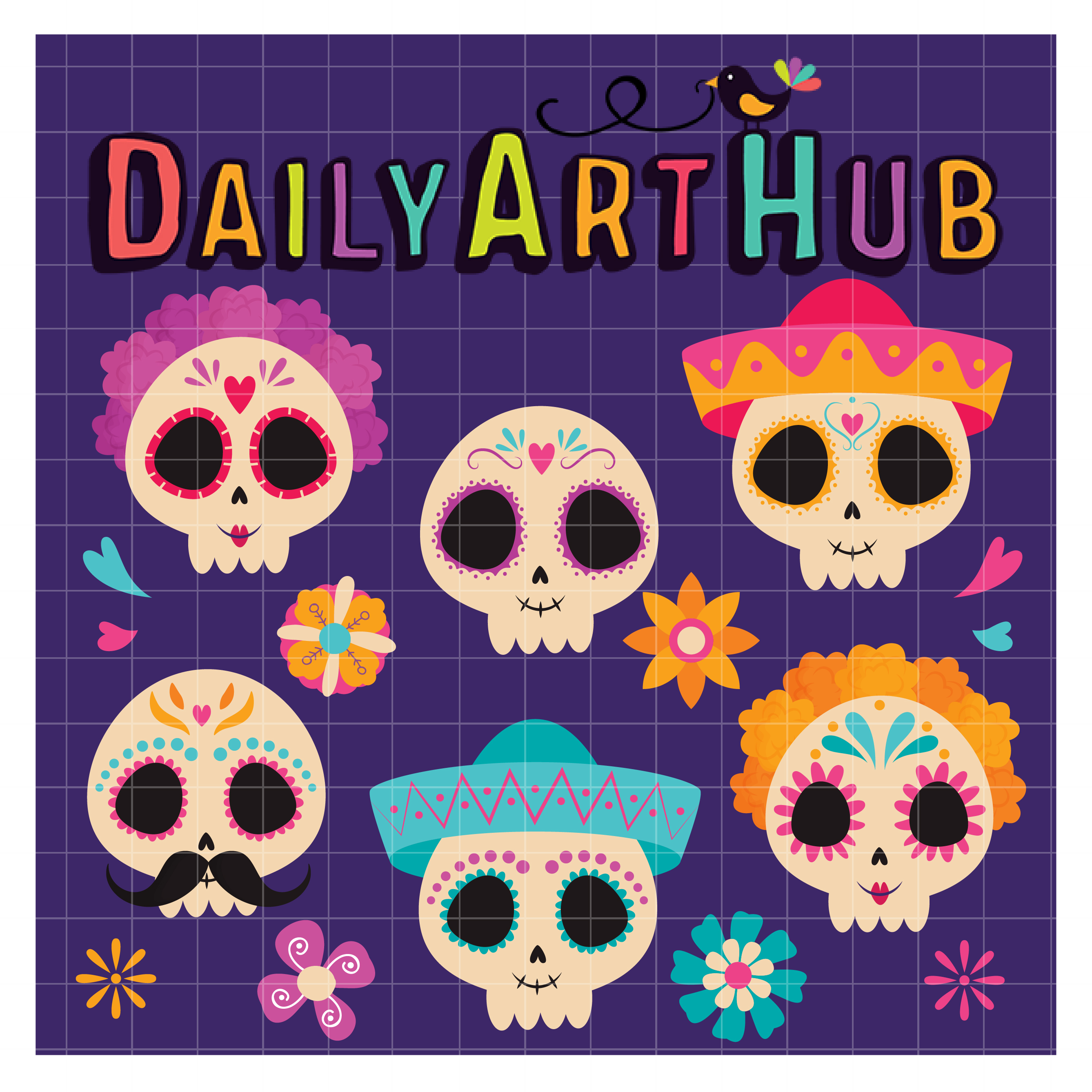 Day of the Dead Skulls Clip Art Set – Daily Art Hub – Free Clip Art ...