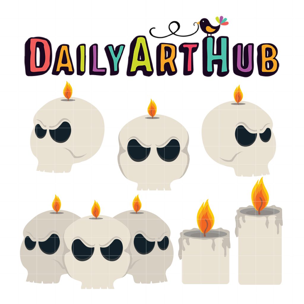 Fiery Skull and Candles Clip Art Set – Daily Art Hub // Graphics ...