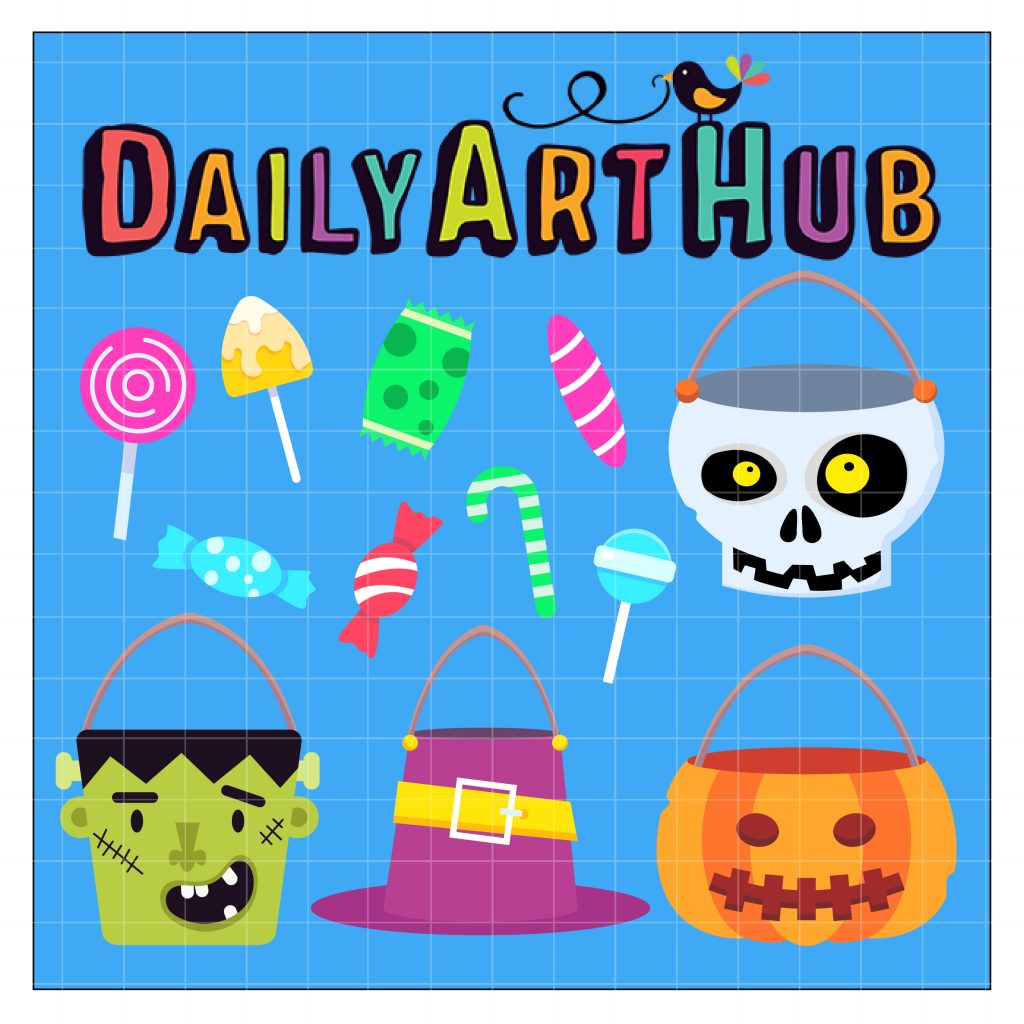 Halloween Candies and Baskets Clip Art Set – Daily Art Hub // Graphics ...