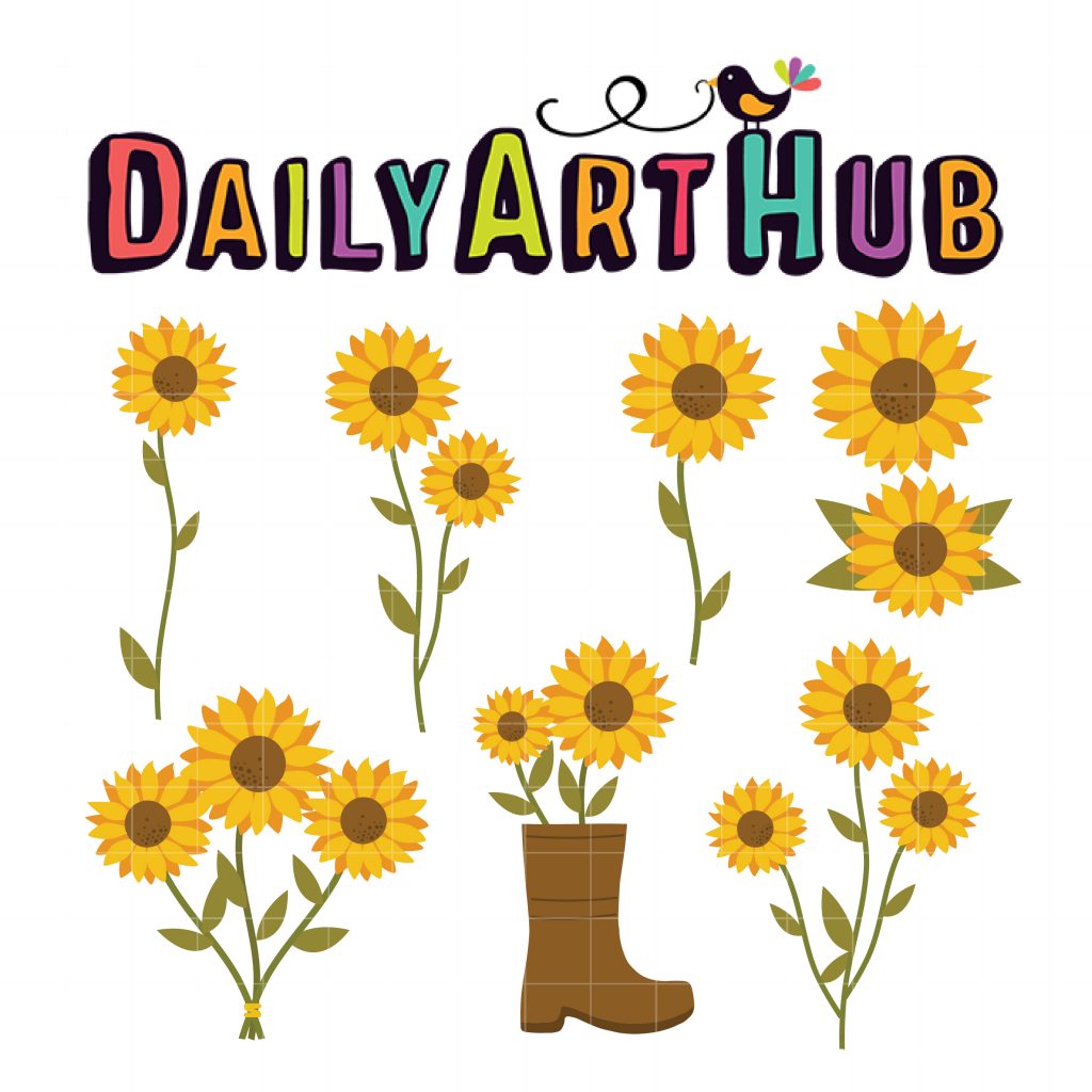 Sunflower Set Clip Art Set – Daily Art Hub // Graphics, Alphabets & SVG