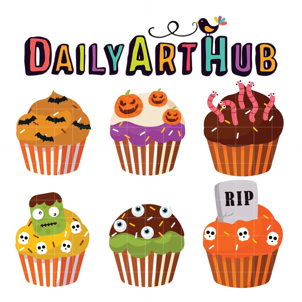 Sweet Halloween Cupcake Clip Art Set – Daily Art Hub // Graphics ...