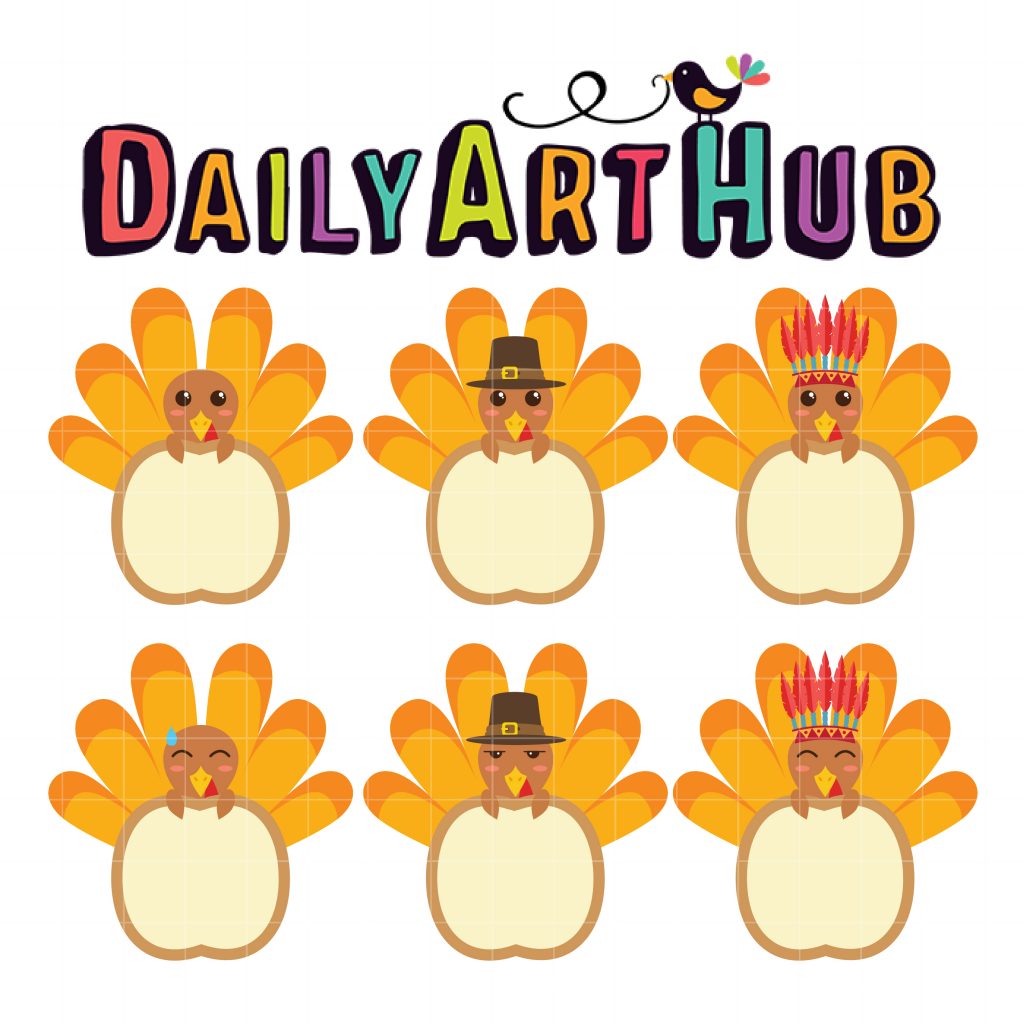 Thanksgiving Turkey Note Clip Art Set – Daily Art Hub // Graphics ...