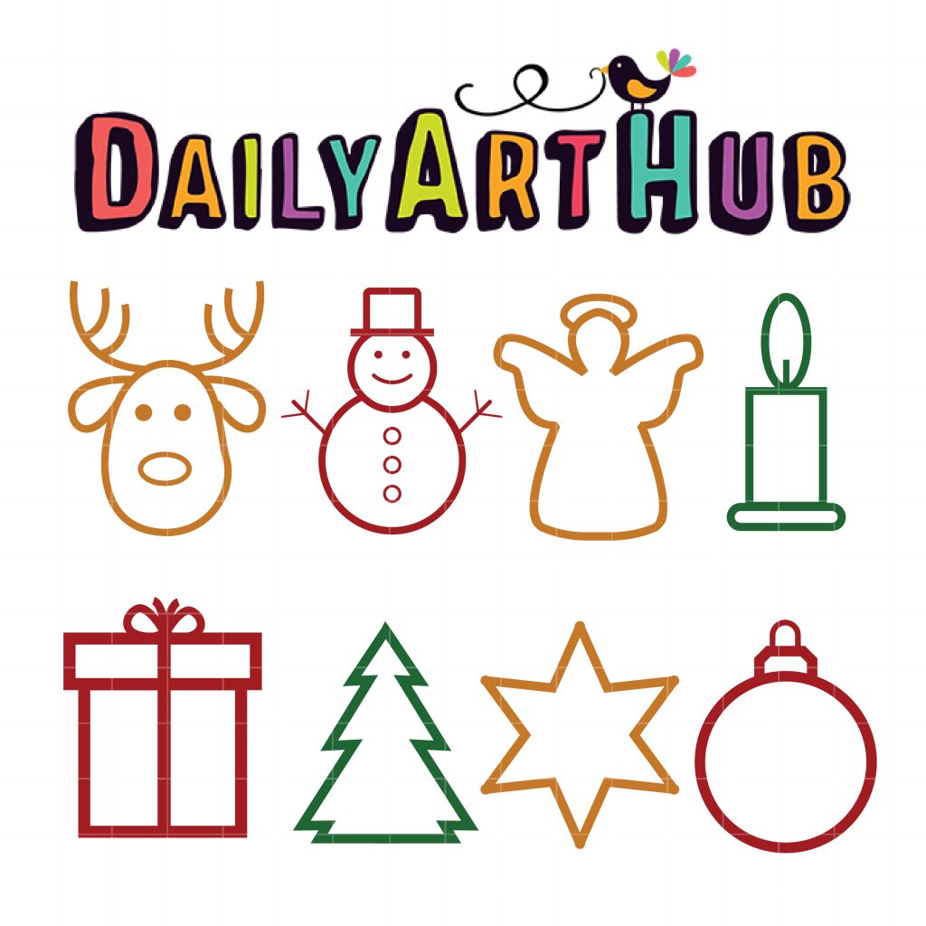 Christmas Outline Characters Clip Art Set – Daily Art Hub // Graphics ...