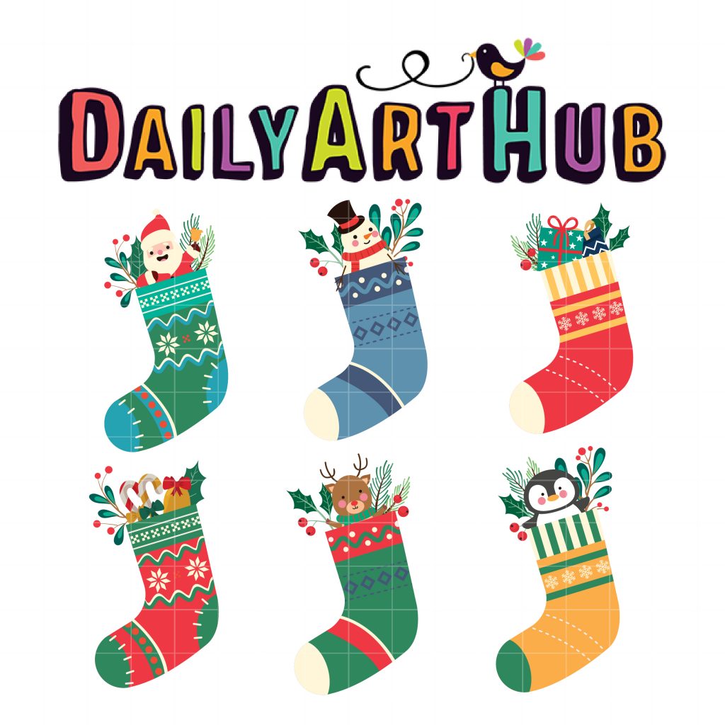 Christmas Socks with Characters Clip Art Set – Daily Art Hub ...