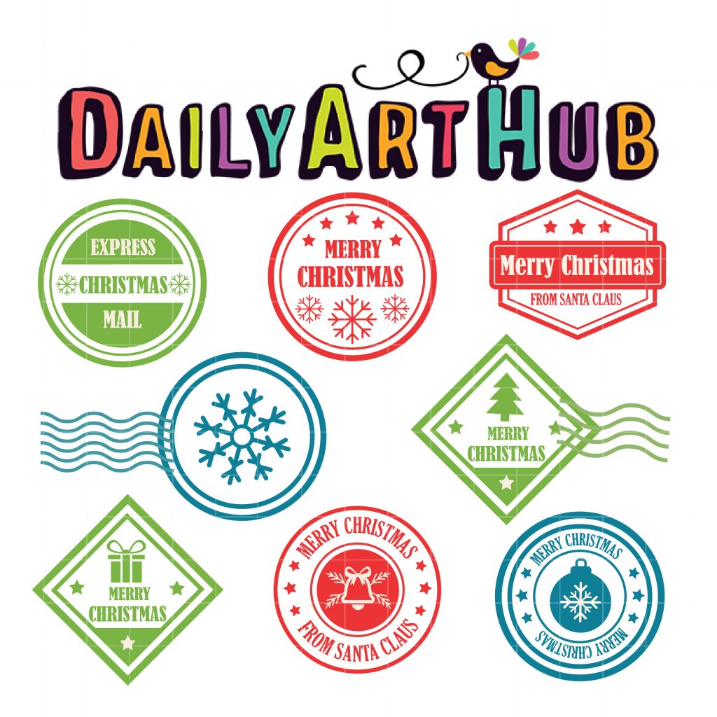 Christmas Stamp Clip Art Set – Daily Art Hub // Graphics, Alphabets & SVG