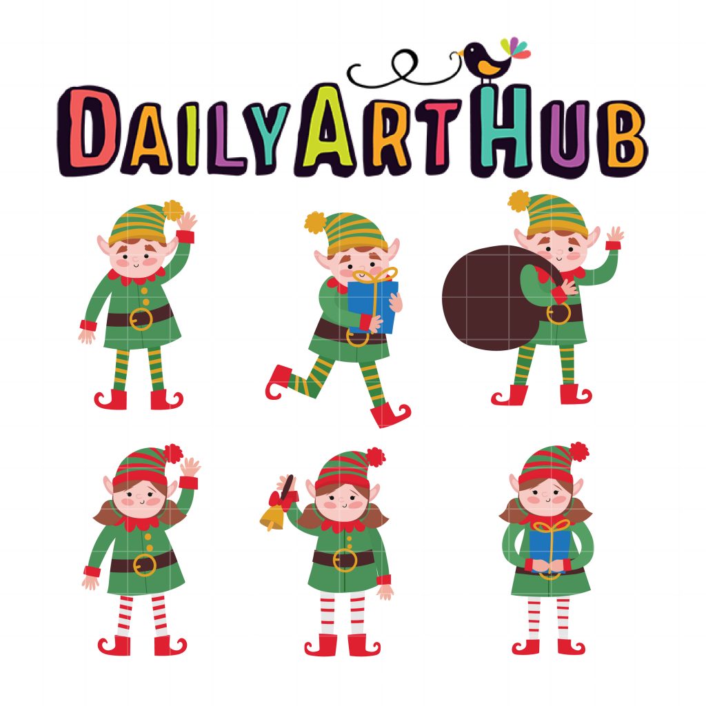 Cute Christmas Elves Clip Art Set – Daily Art Hub // Graphics ...