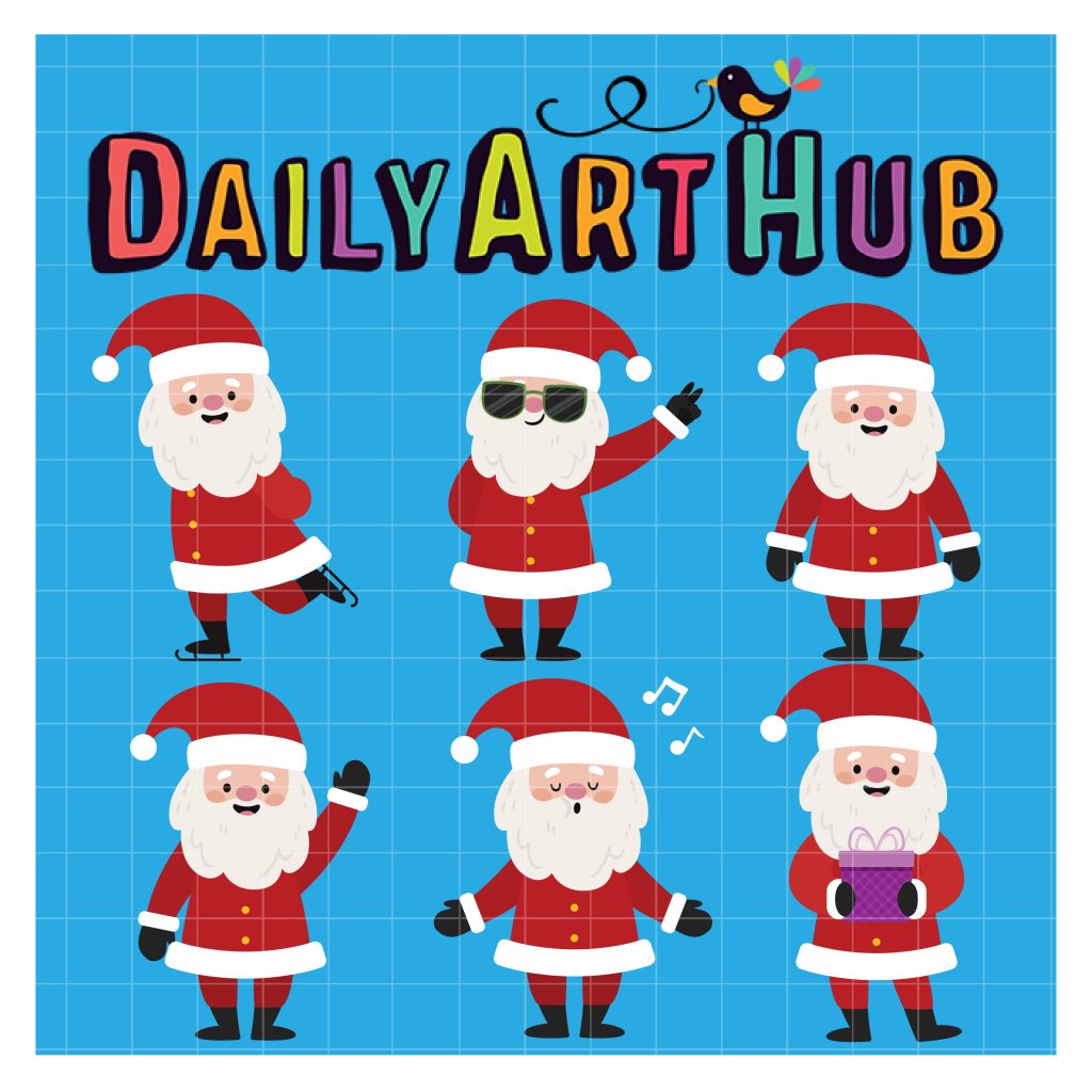 Cute Santa Klaus Clip Art Set – Daily Art Hub // Graphics, Alphabets & SVG