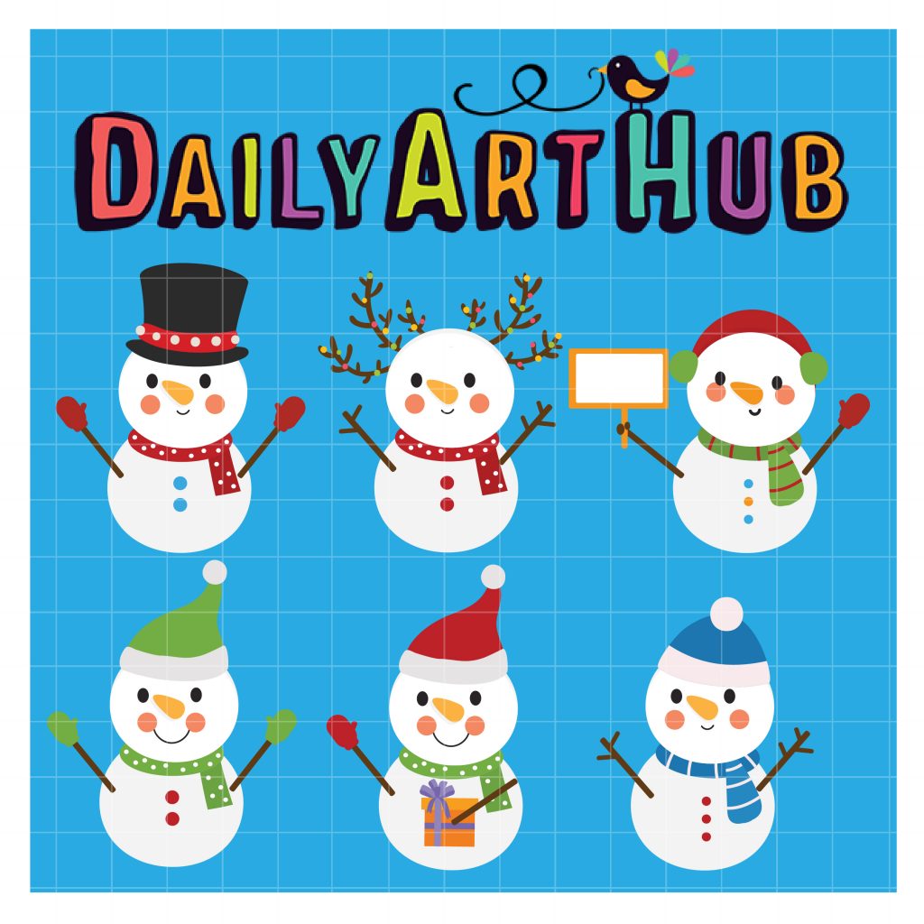 Cute Snowman Clip Art Set – Daily Art Hub // Graphics, Alphabets & SVG