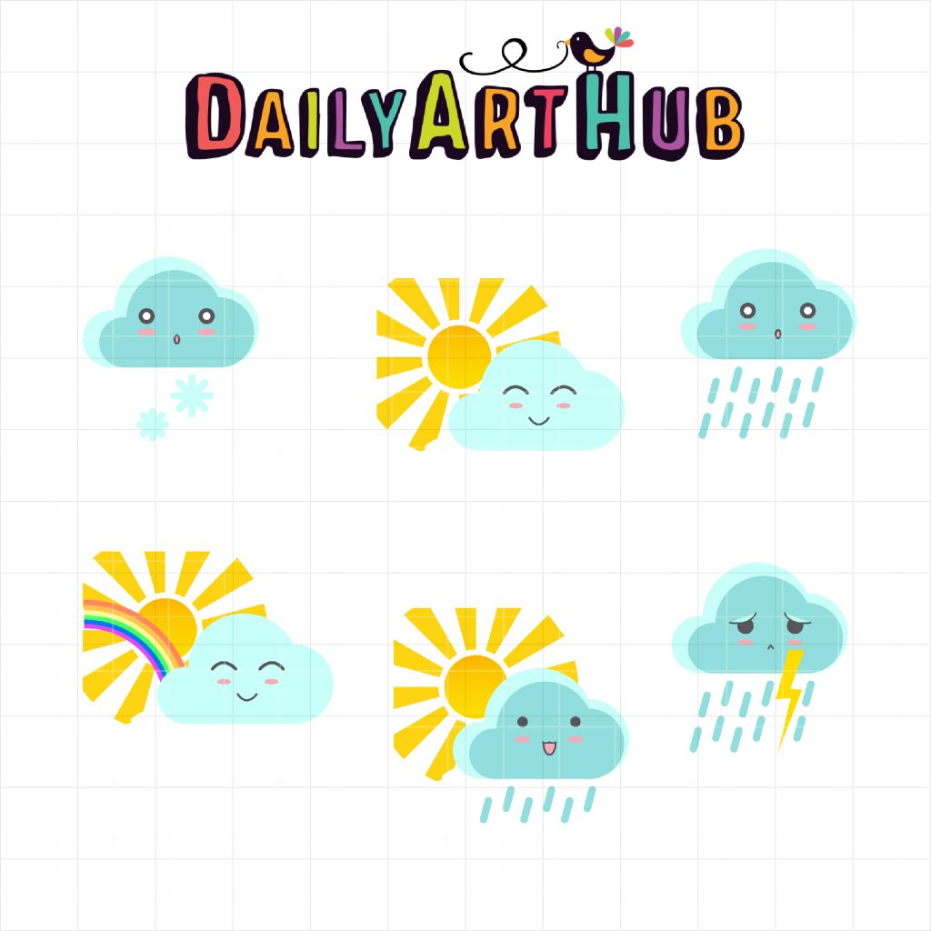Cute Weather Set Clip Art Set – Daily Art Hub // Graphics, Alphabets & SVG