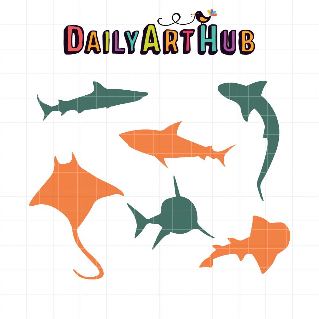 Sharks Collection Clip Art Set – Daily Art Hub // Graphics, Alphabets & SVG