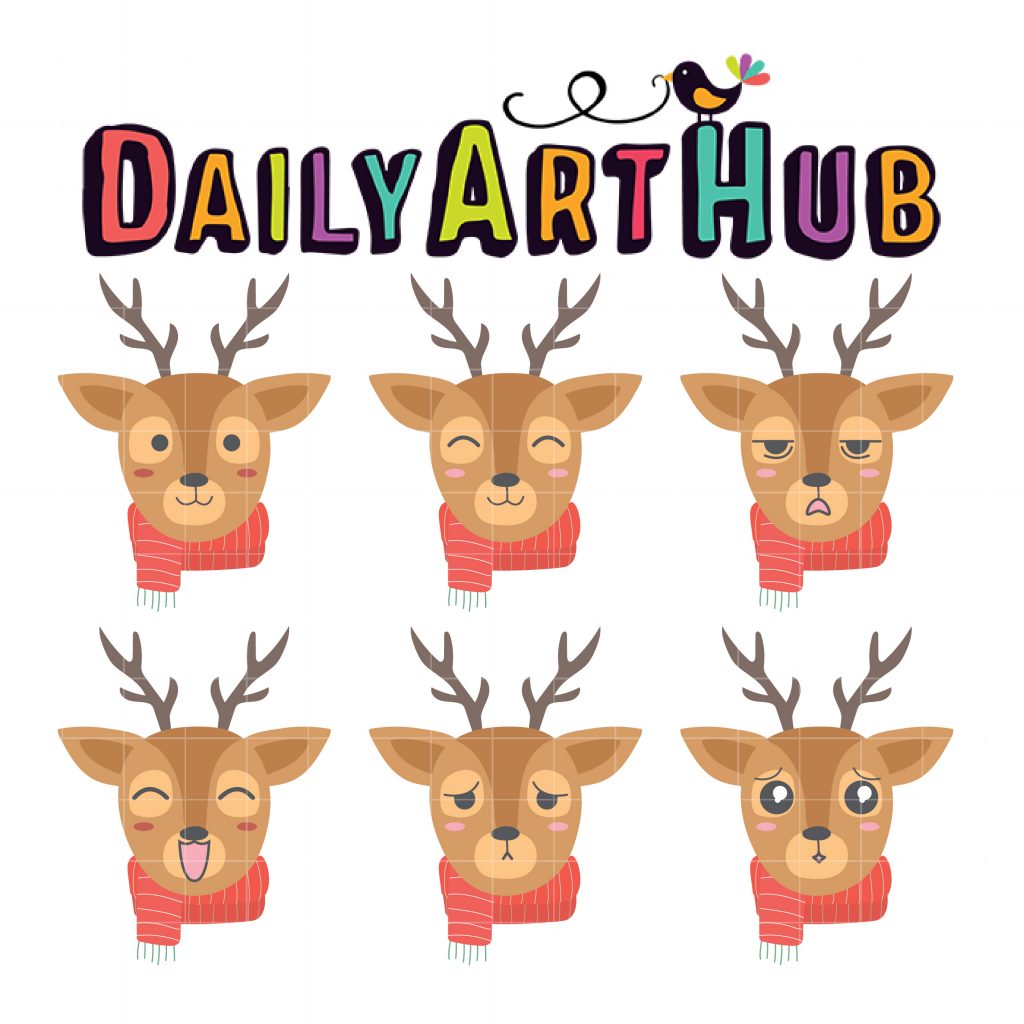 Reindeer Emoticons Clip Art Set – Daily Art Hub // Graphics, Alphabets ...