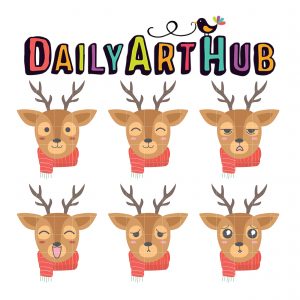 Reindeer Emoticons Clip Art Set – Daily Art Hub // Graphics, Alphabets ...