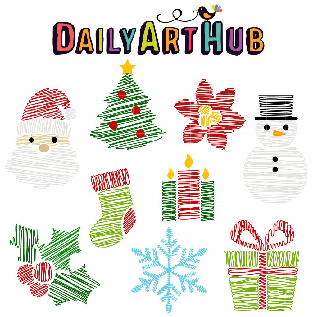 Scribbly Christmas Clip Art Set – Daily Art Hub // Graphics, Alphabets ...