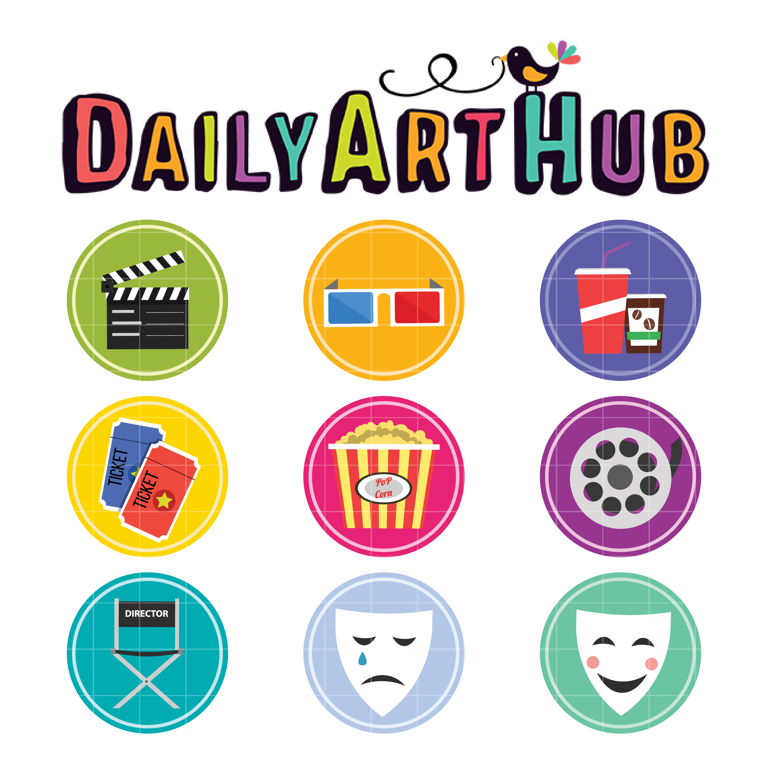 Cinema Entertainment Badge Clip Art Set – Daily Art Hub – Free Clip Art ...