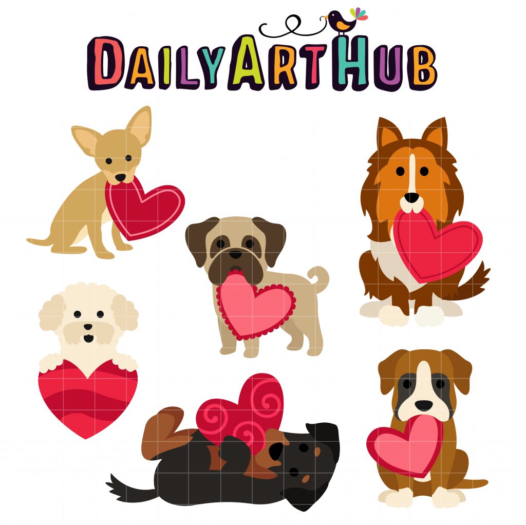 Puppy Love Clip Art Set – Daily Art Hub // Graphics, Alphabets & SVG