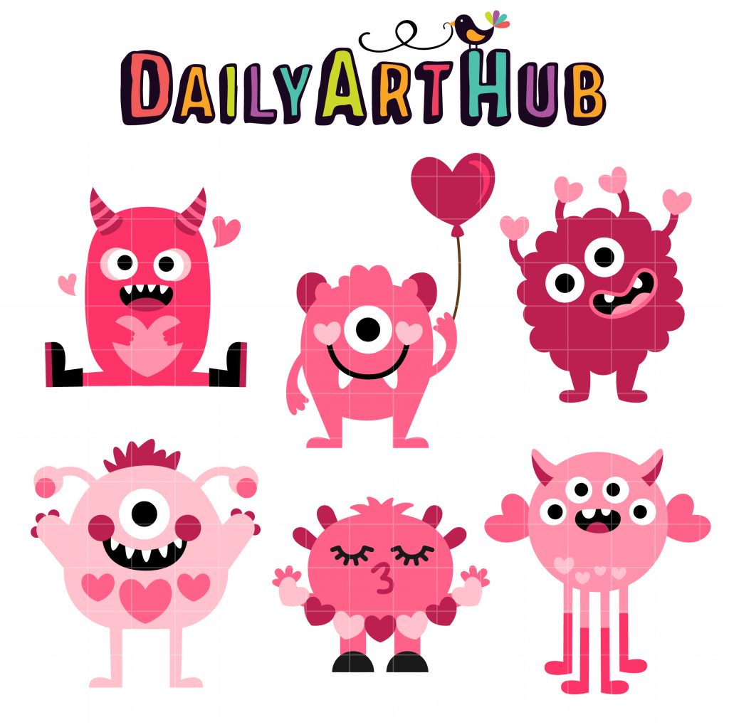Valentine Monsters Clip Art Set – Daily Art Hub // Graphics, Alphabets ...