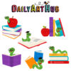 Cute Little Book Worm Clip Art Set – Daily Art Hub // Graphics ...
