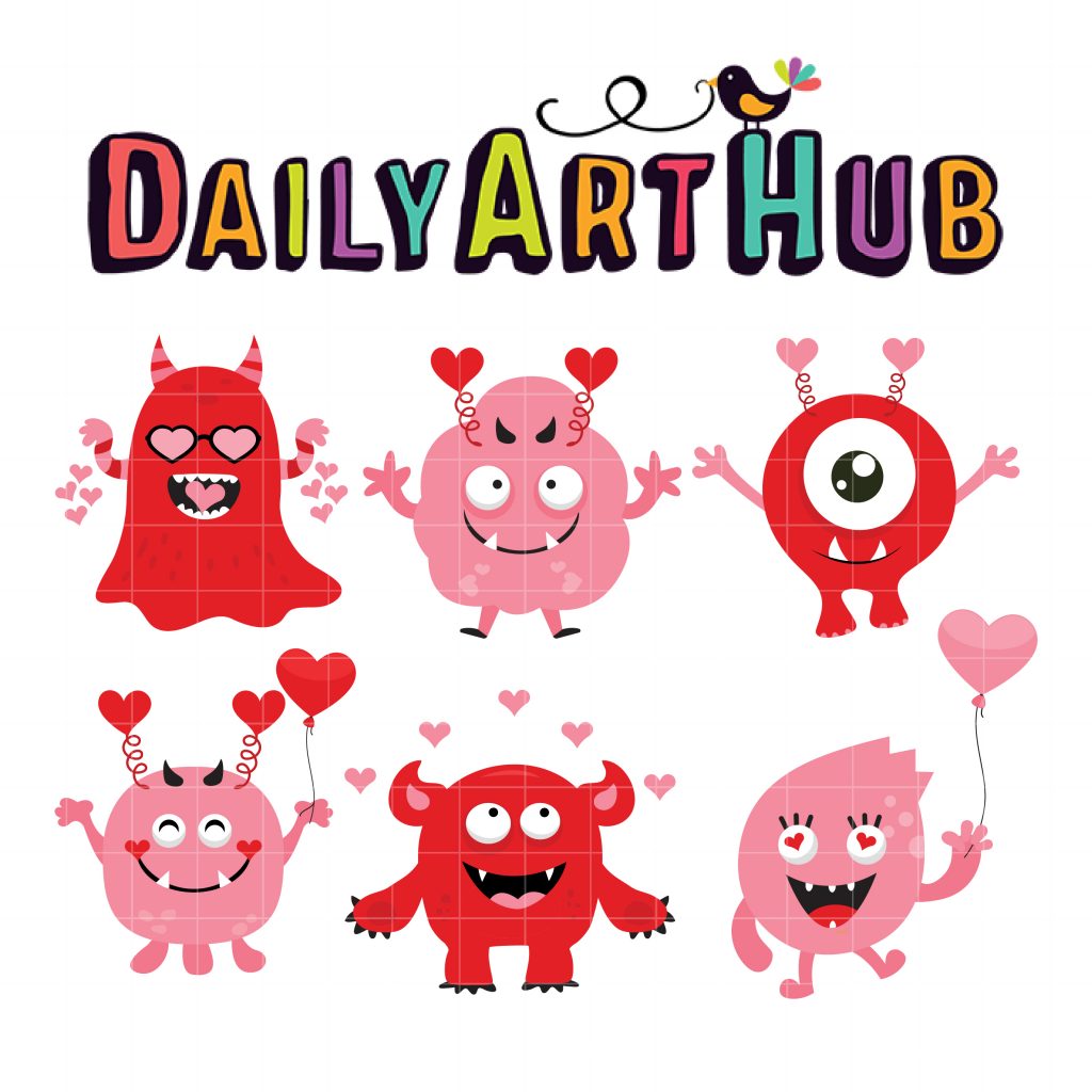 Cute Valentine Monsters Clip Art Set – Daily Art Hub // Graphics ...