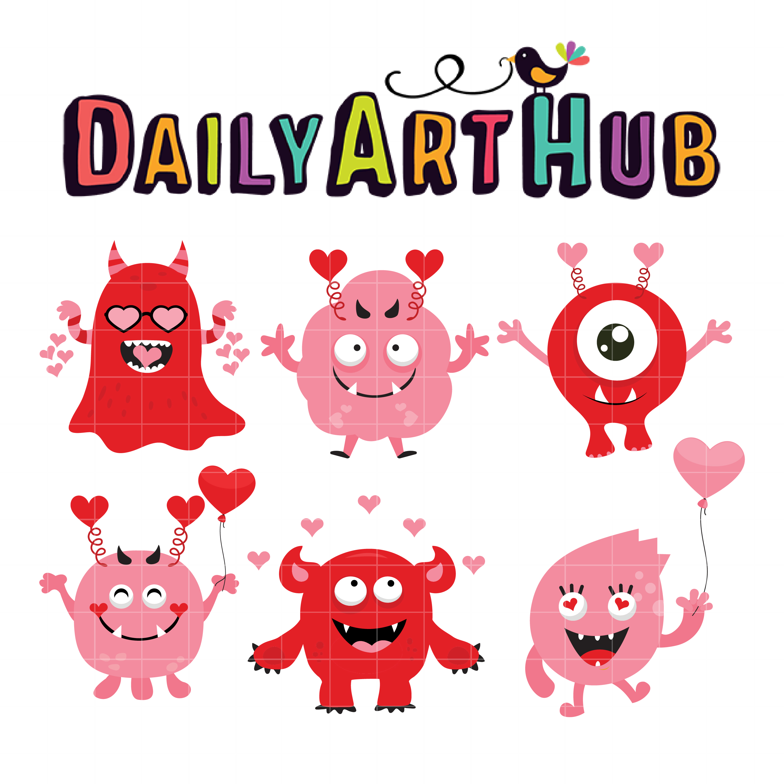 Cute Valentine Monsters Clip Art Set – Daily Art Hub – Free Clip Art ...