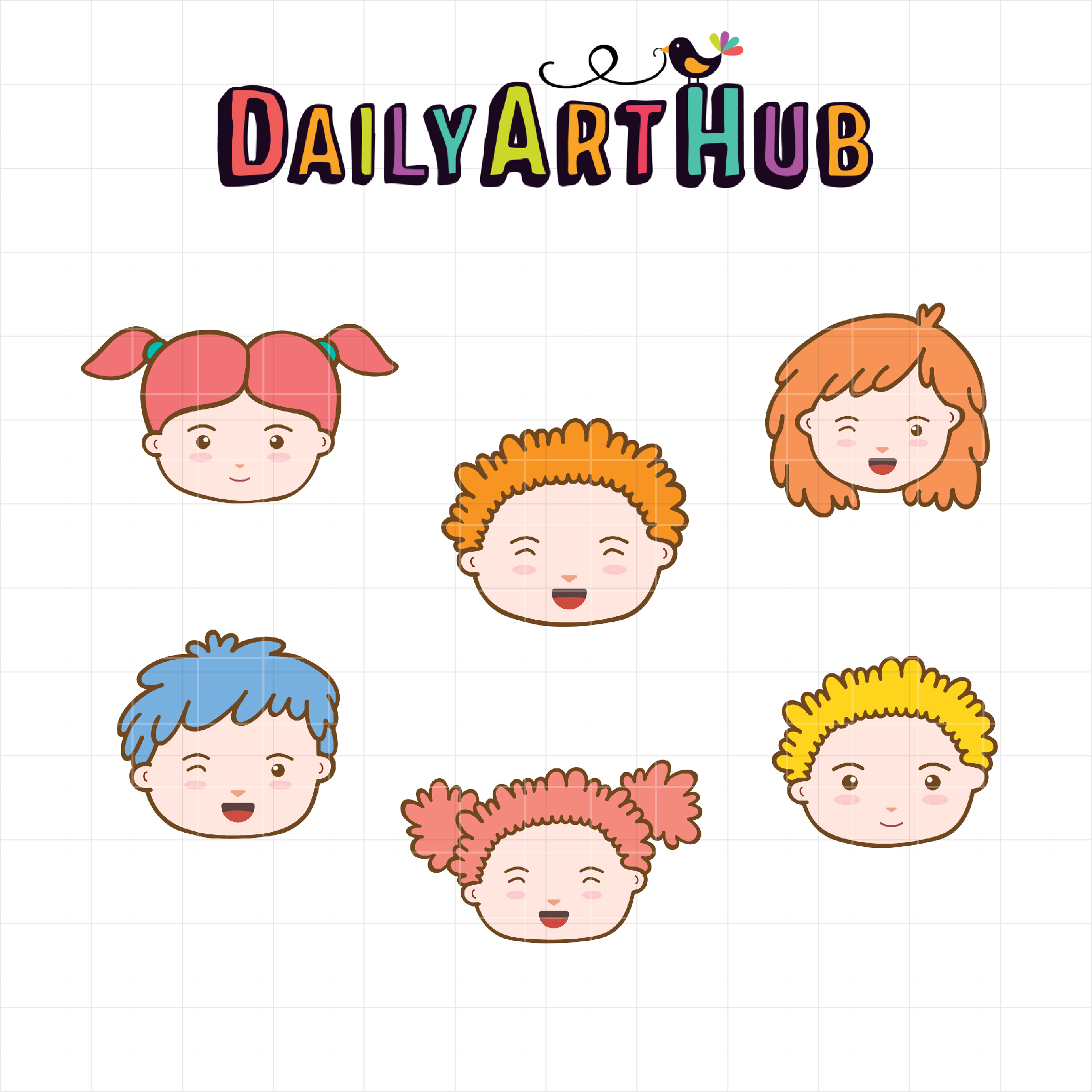Kids Head Clip Art Set – Daily Art Hub – Free Clip Art Everyday