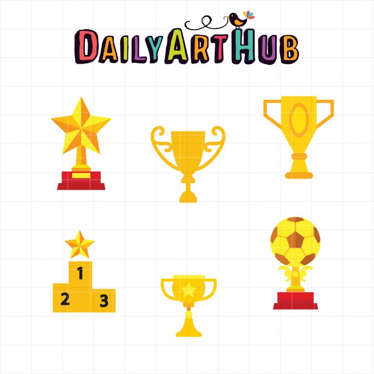 Cool Trophy Set Clip Art Set – Daily Art Hub // Graphics, Alphabets & SVG