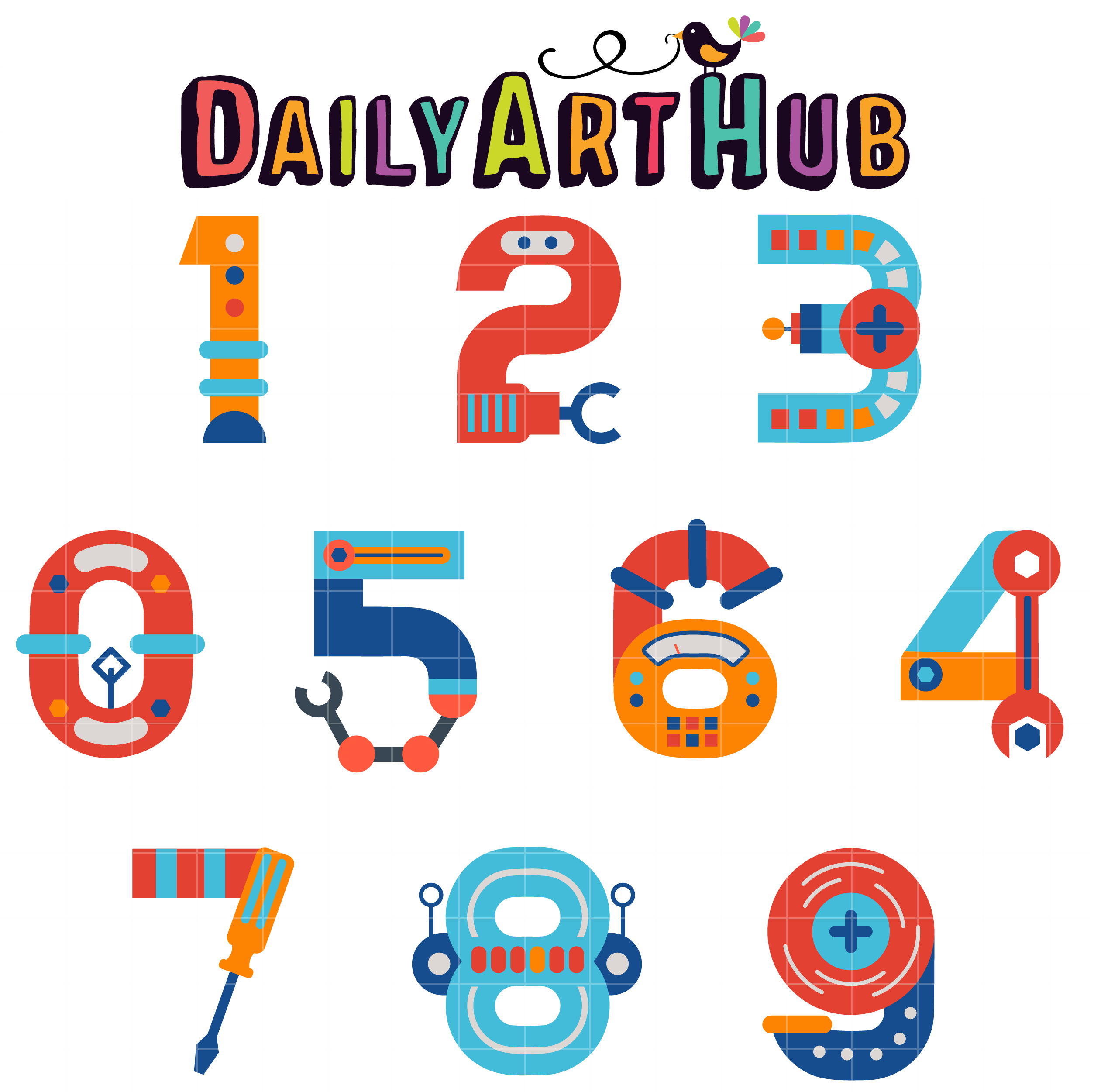 Robot Numbers Clip Art Set – Daily Art Hub – Free Clip Art Everyday