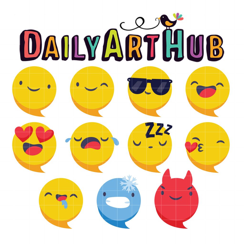 Cute Chat Emoticons Clip Art Set – Daily Art Hub // Graphics, Alphabets ...