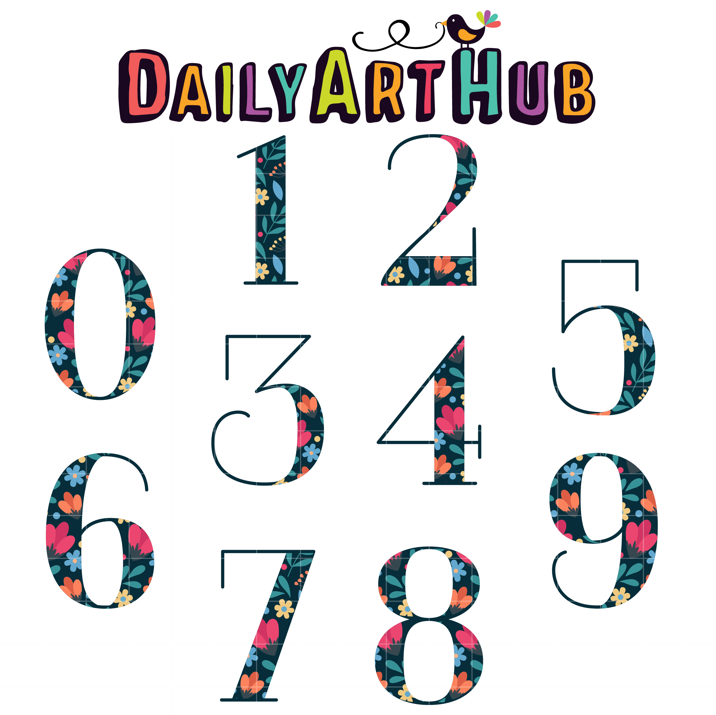 Flower Pattern Numbers Clip Art Set – Daily Art Hub – Free Clip Art ...