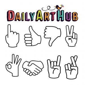 Hand Sign Outline Clip Art Set – Daily Art Hub // Graphics, Alphabets & SVG