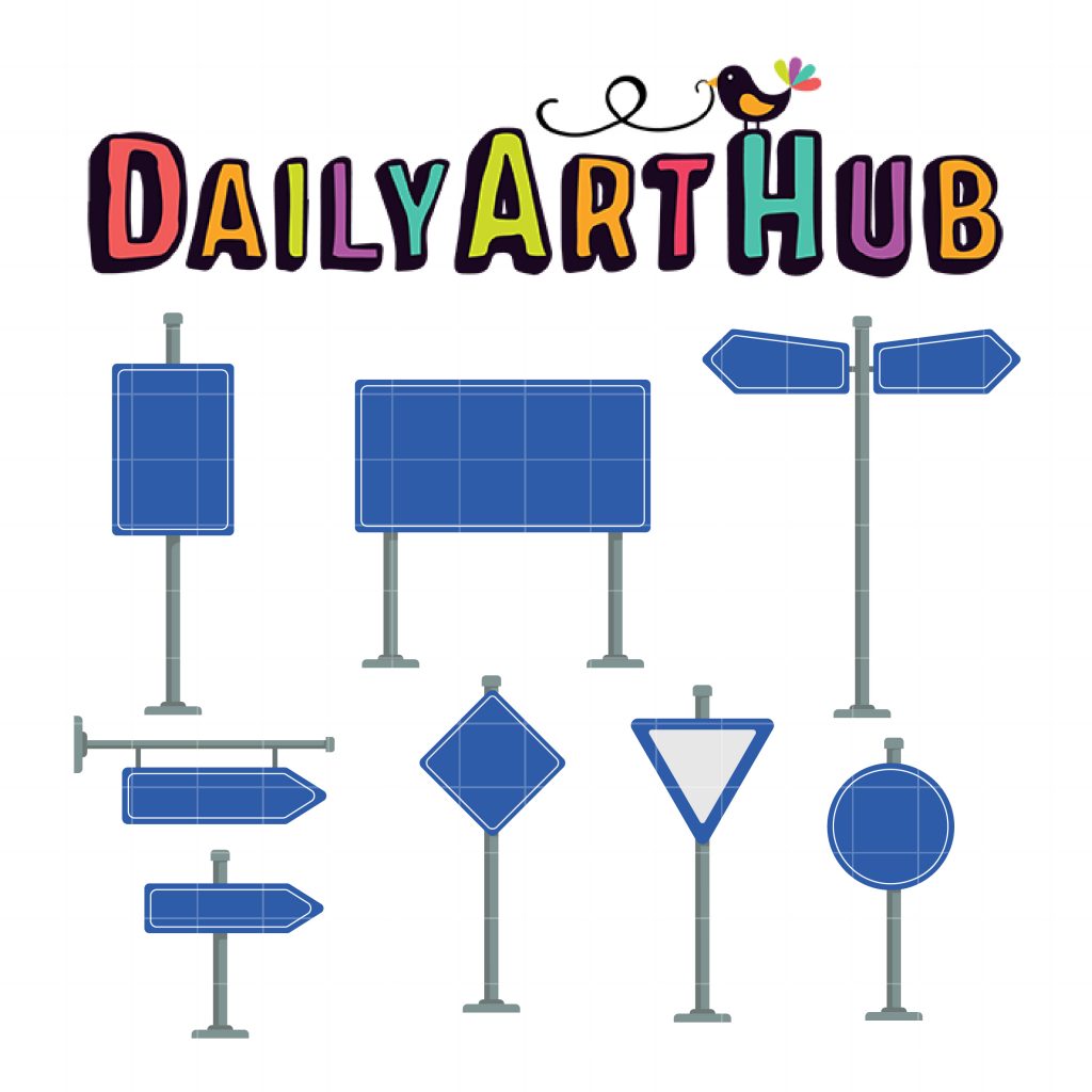 Realistic Blank Road Sign Clip Art Set – Daily Art Hub // Graphics ...