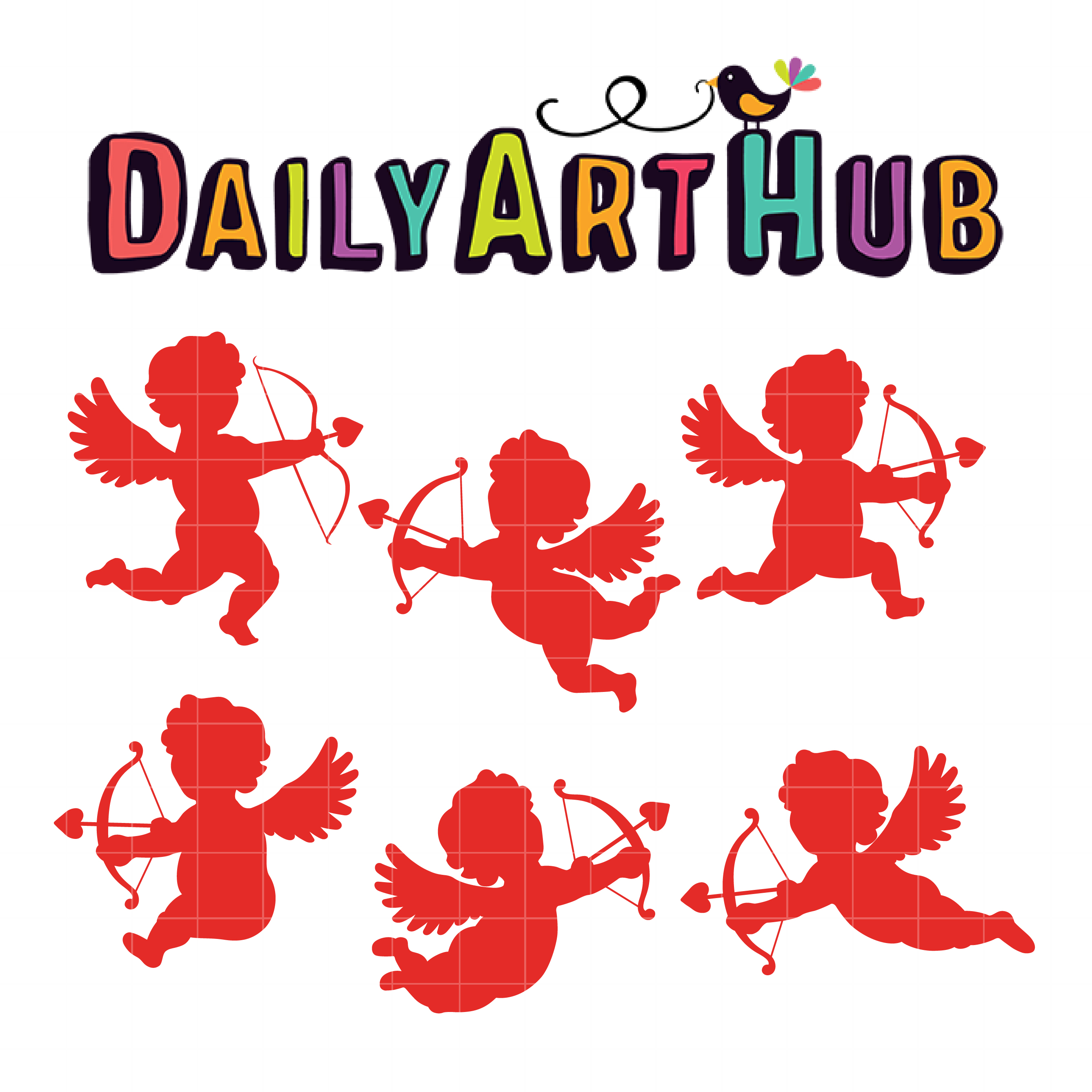Red Cupid Silhouette Clip Art Set – Daily Art Hub – Free Clip Art Everyday